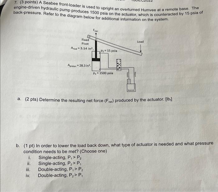 Solved 7. (3 points) A Seabee front-loader is used to | Chegg.com