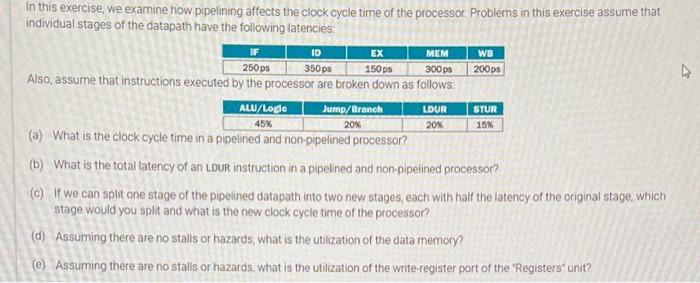 Solved In this exercise, we examine how pipelining affects | Chegg.com