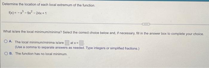 Solved Determine the location of each local extremum of the | Chegg.com