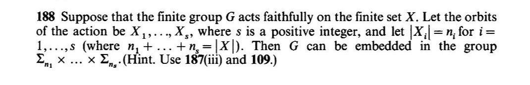 Solved 188 Suppose that the finite group G acts faithfully | Chegg.com