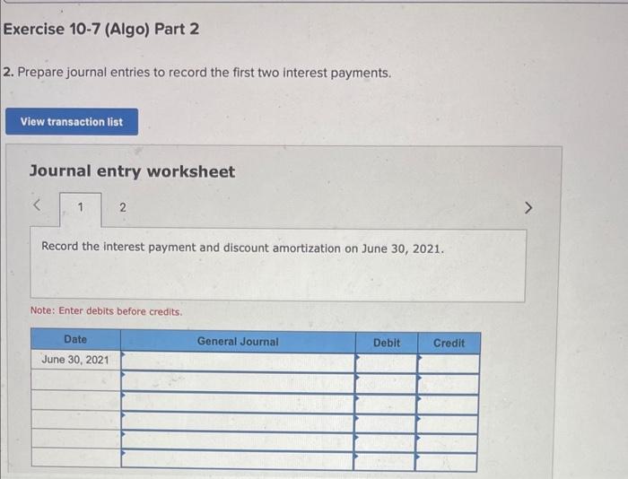 Solved Required information Exercise 10-7 (Algo) | Chegg.com