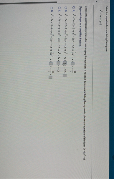 [Solved]: Solve the equation by completing the square. x^(2)