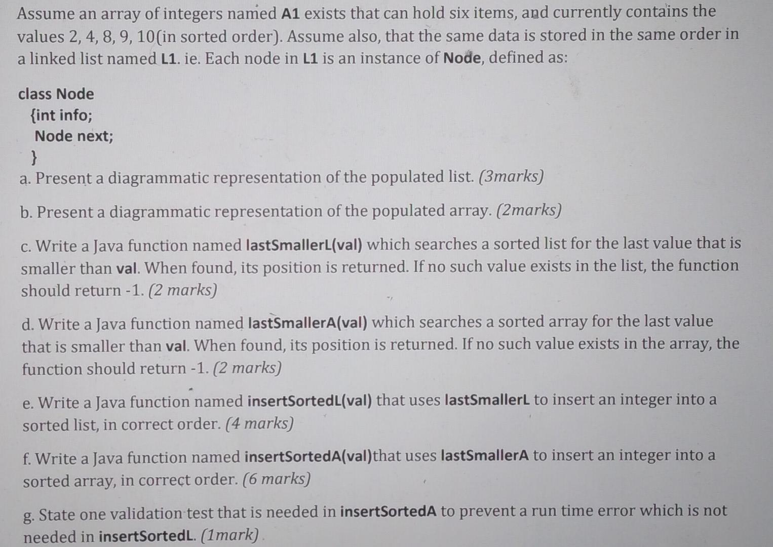 Solved Assume an array of integers named A1 exists that can | Chegg.com