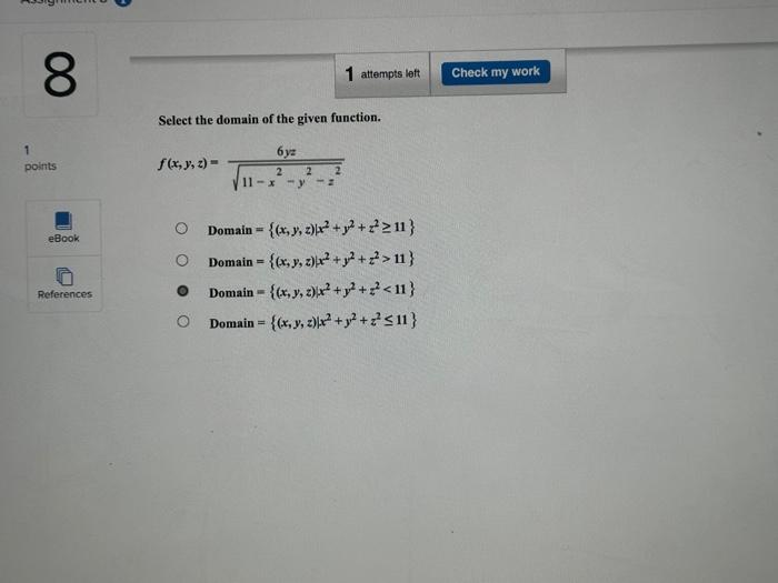 Solved Select the domain of the given function. | Chegg.com