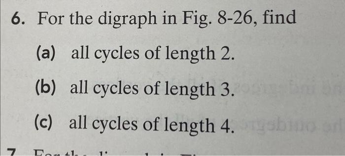 Solved 6. For the digraph in Fig. 8-26, find (a) all cycles | Chegg.com