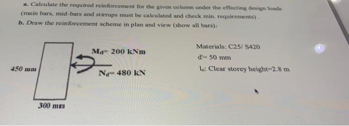 Solved a. Calculate the required reinforcement for the given | Chegg.com