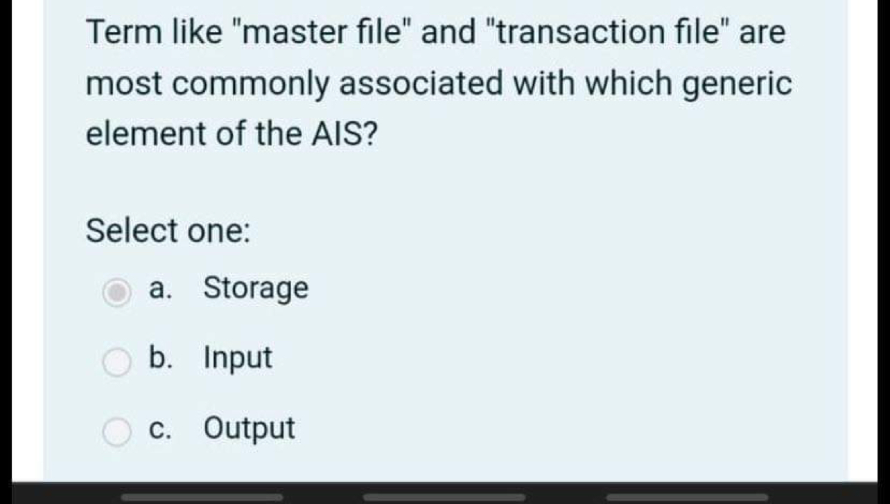 Solved Term like "master file" and "transaction file" are | Chegg.com