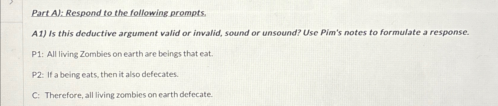 Solved Part A): Respond to the following prompts.A1) ﻿Is | Chegg.com