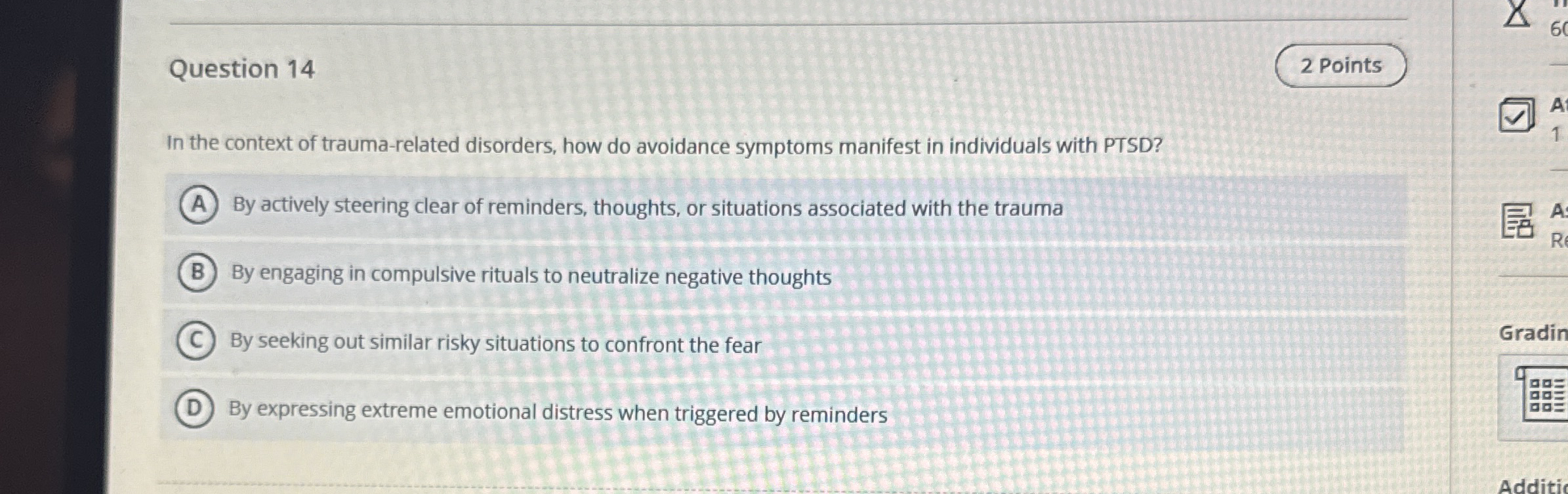 Solved Question 142 ﻿PointsIn the context of trauma-related | Chegg.com