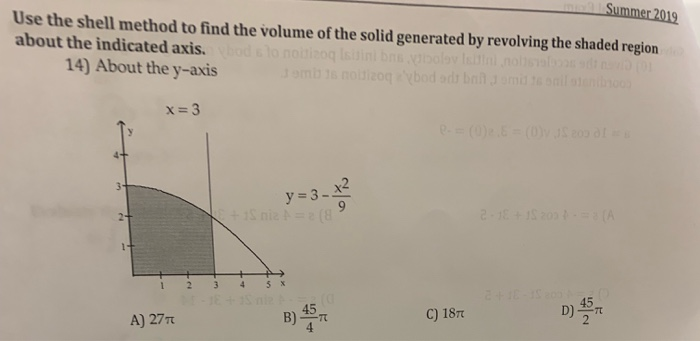 Solved Use the shell method to find the volume of the solid | Chegg.com