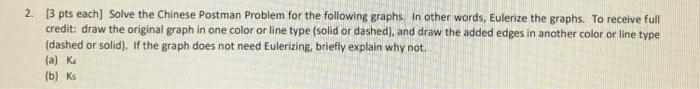 Solved 2. [3 pts each) Solve the Chinese Postman Problem for | Chegg.com