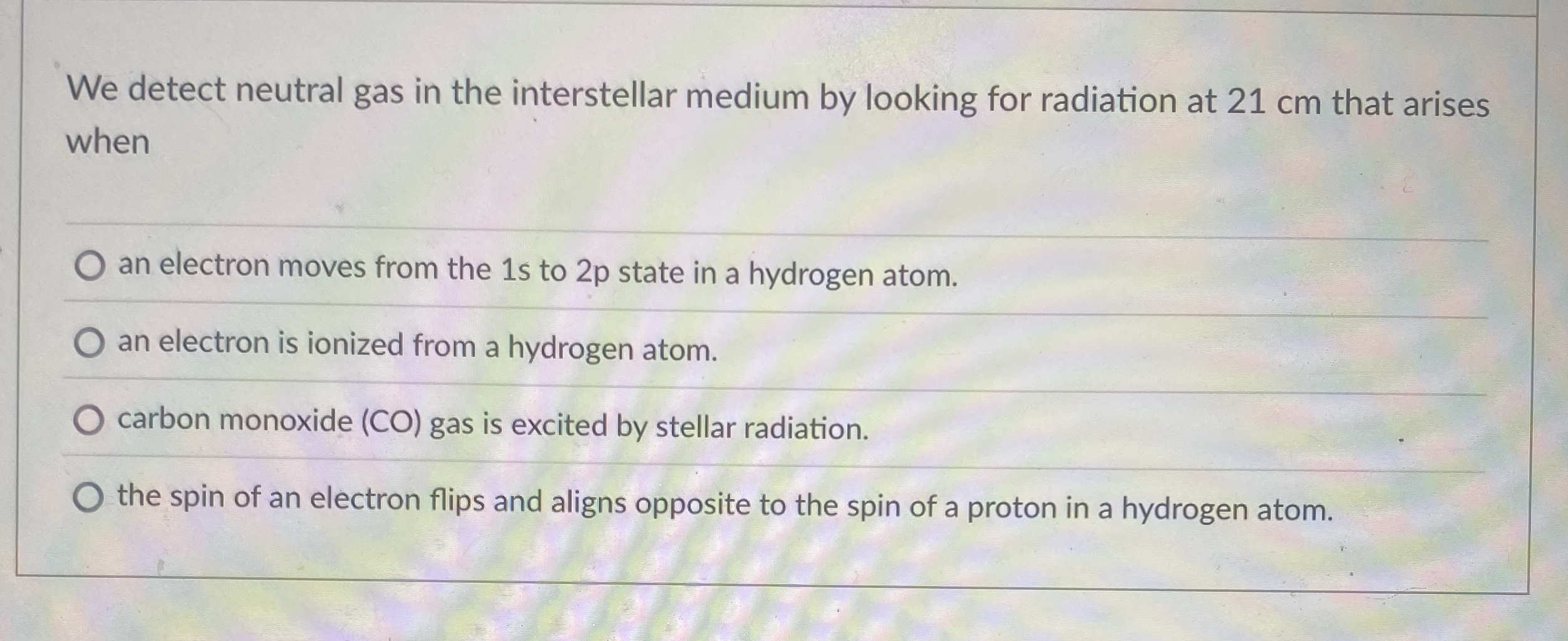 Solved We detect neutral gas in the interstellar medium by | Chegg.com