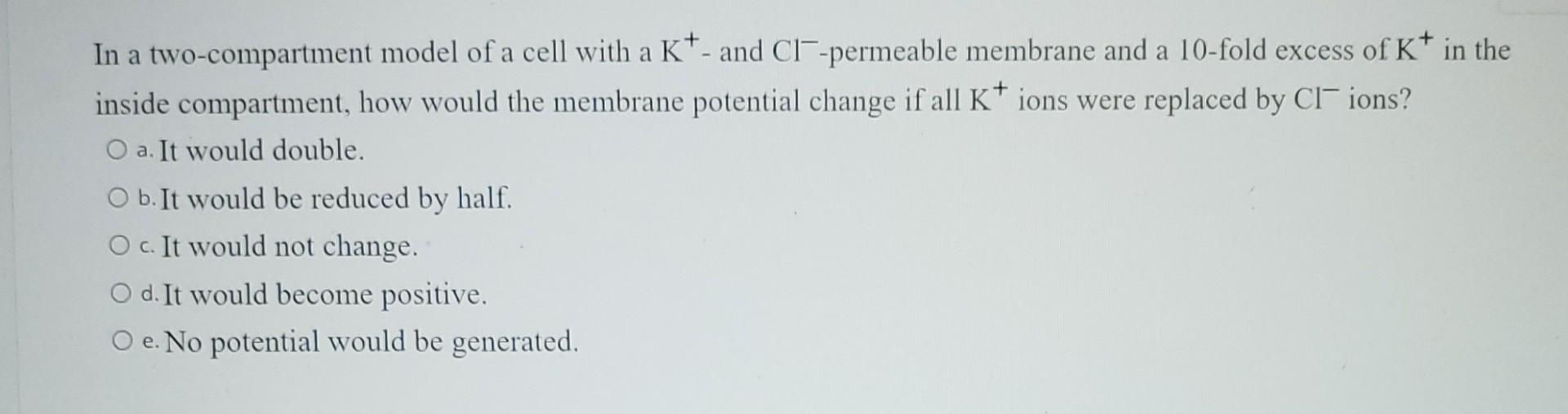 Solved In a two-compartment model of a cell with a K+- and | Chegg.com