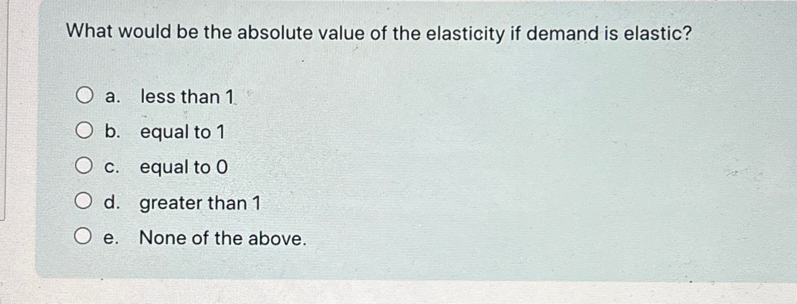 Solved What would be the absolute value of the elasticity if | Chegg.com