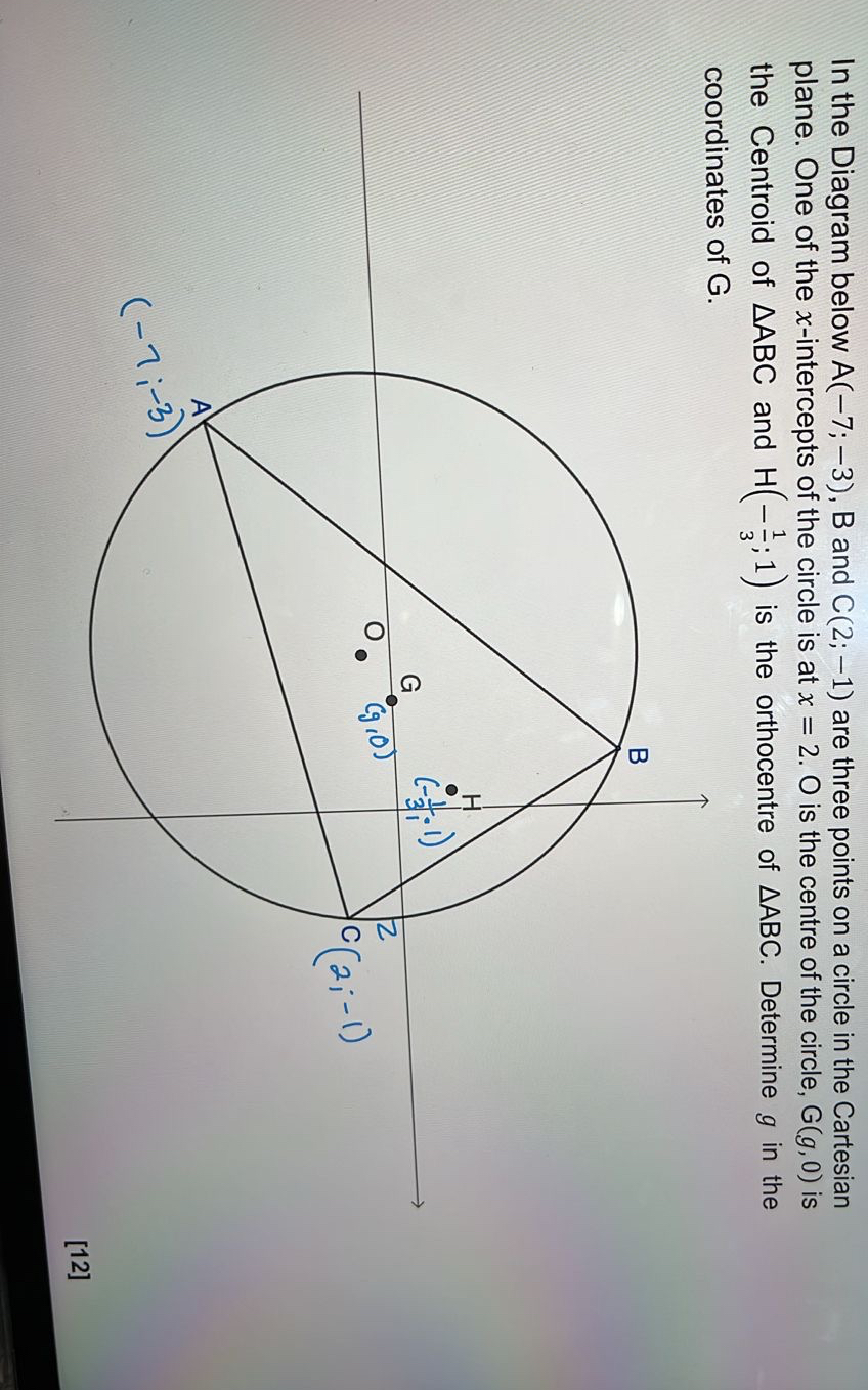 Solved In the Diagram below A(-7;-3),B ﻿and C(2;-1) ﻿are | Chegg.com