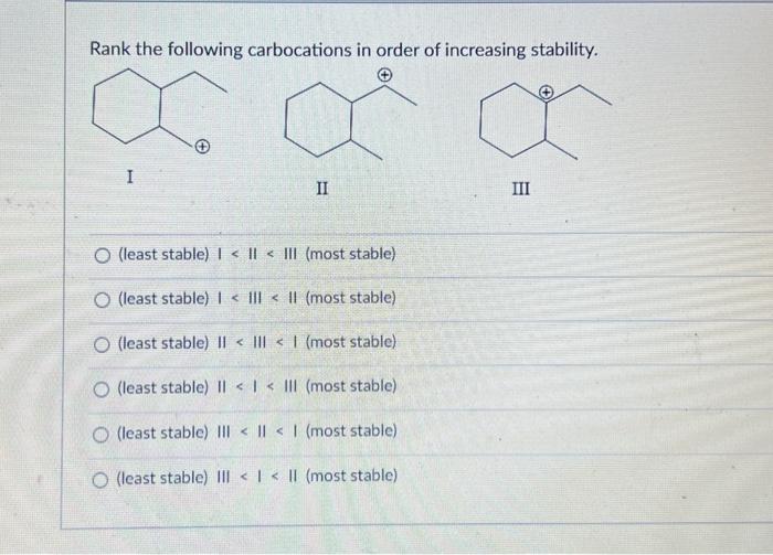 Solved Rank the following carbocations in order of | Chegg.com