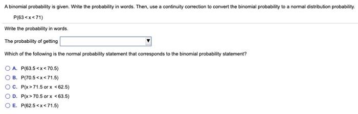 Solved A binomial probability is given. Write the | Chegg.com