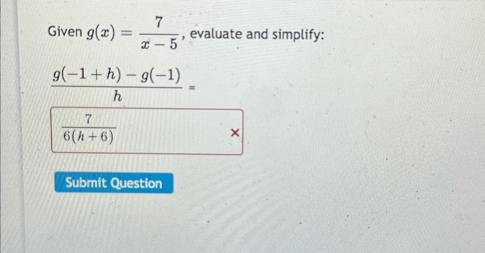 Solved Given g(x)=7x-5, ﻿evaluate and | Chegg.com