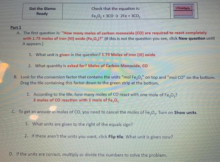 Solved Get the Gizmo Ready Check that the equation is: Fe,0, | Chegg.com