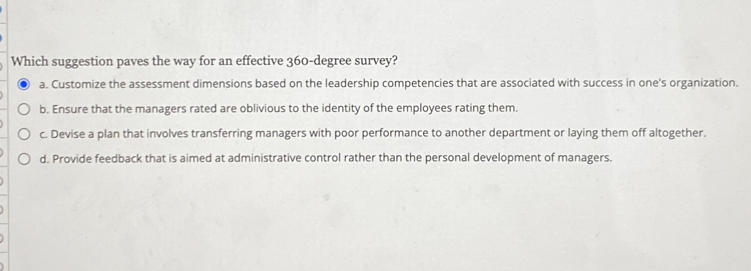 Solved Which suggestion paves the way for an effective | Chegg.com