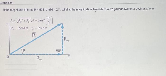 Solved If the magnitude of force R=52 N and θ=21∘, what is | Chegg.com