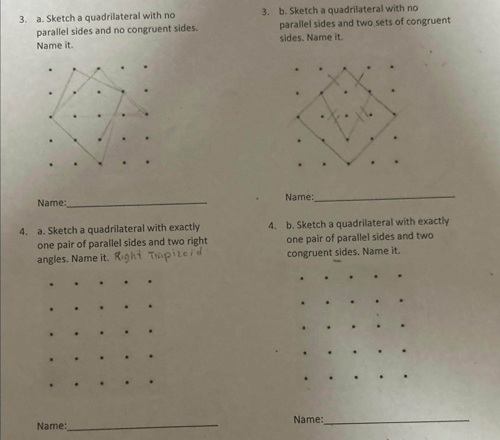 Solved a. ﻿Sketch a quadrilateral with no parallel sides and | Chegg.com