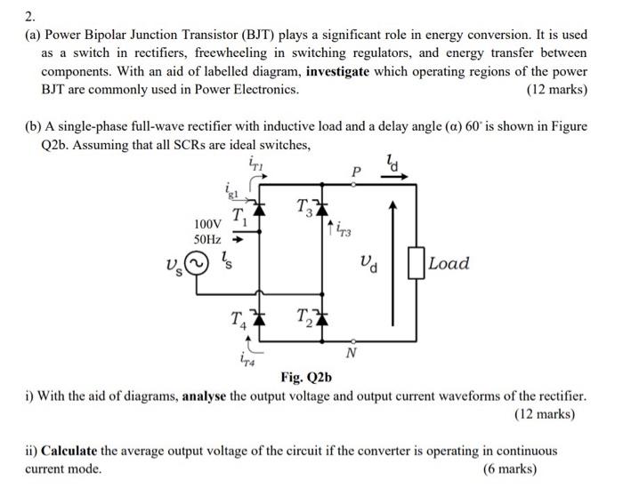 Solved 2. (a) Power Bipolar Junction Transistor (BJT) plays | Chegg.com