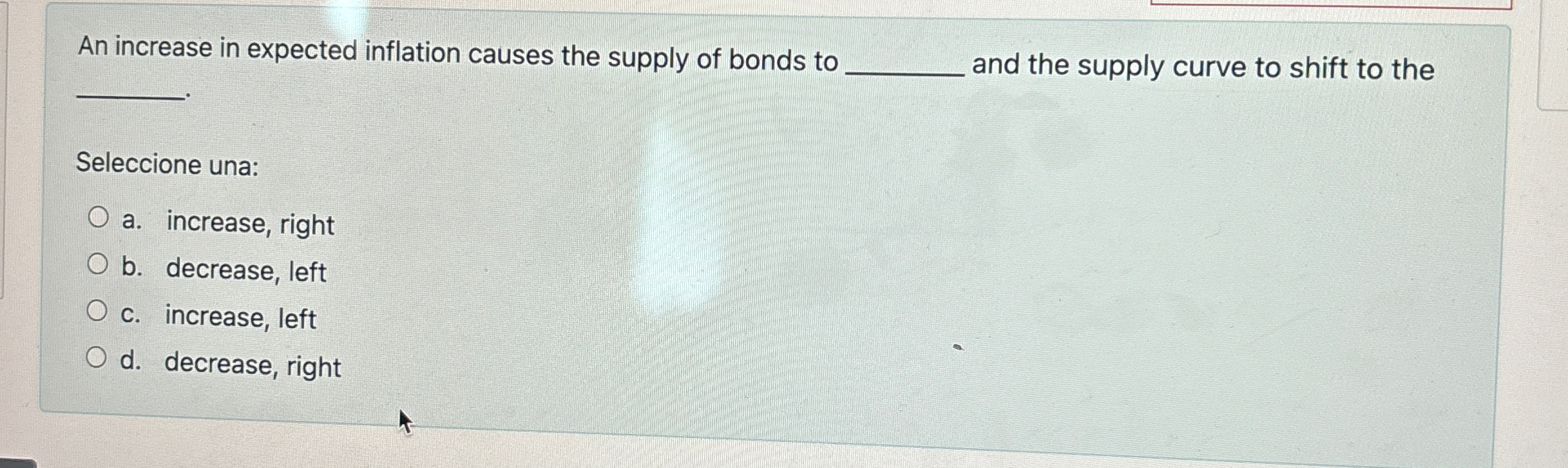 Solved An increase in expected inflation causes the supply | Chegg.com
