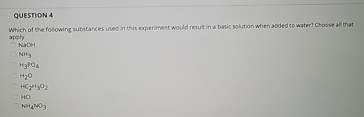 Solved QUESTION 4Which of the following substances used in | Chegg.com