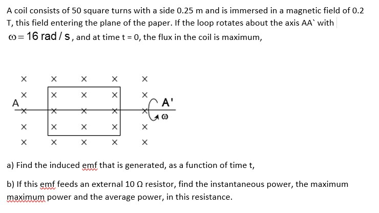 Solved A coil consists of 50 square turns with a side 0.25 m | Chegg.com
