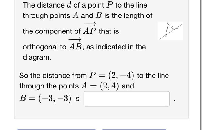 Solved The distance d of a point P to the line through | Chegg.com