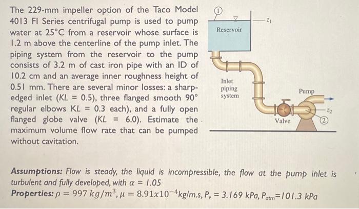 Solved The 229-mm impeller option of the Taco Model 4013FI | Chegg.com
