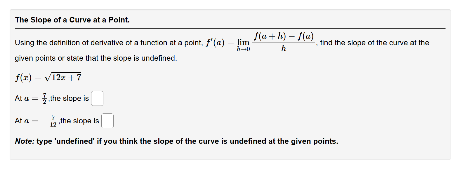 Solved The Slope of a Curve at a Point.Using the definition | Chegg.com