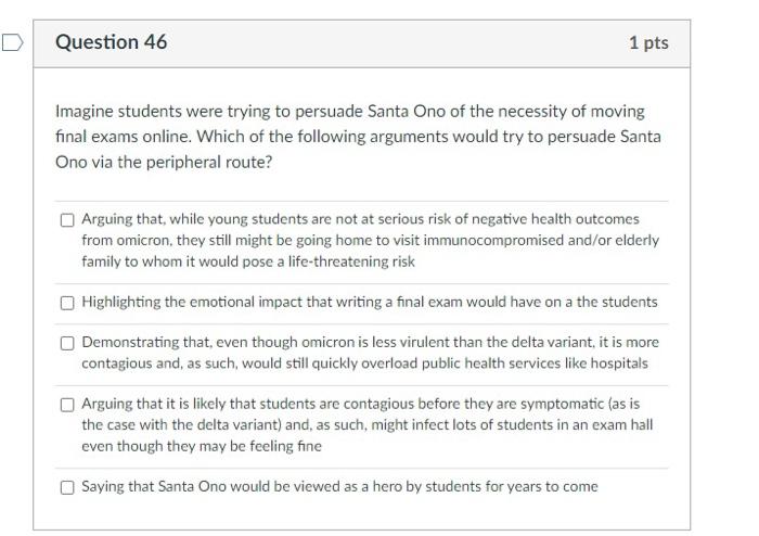 Solved Question 45 1 pts Which personality trait would most | Chegg.com
