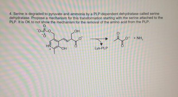 Solved 4. Serine is degraded to pyruvate and ammonia by a | Chegg.com