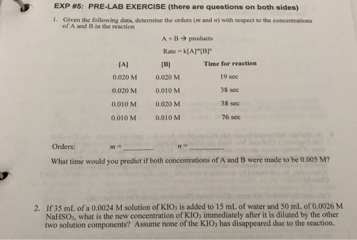 Solved EXP #5: PRE-LAB EXERCISE (there are questions on both | Chegg.com