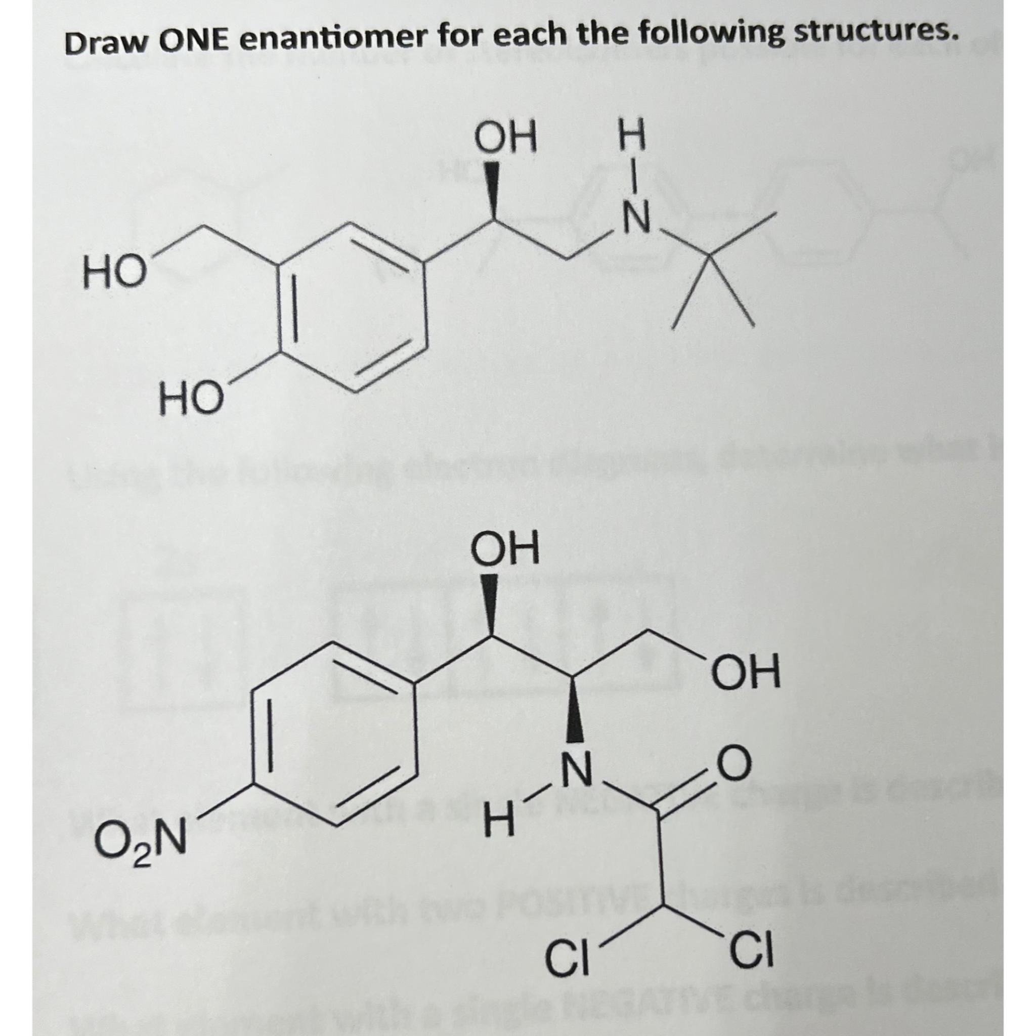 Solved Draw ONE enantiomer for each the following | Chegg.com