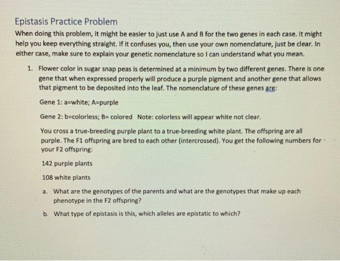 Solved Epistasis Practice Problem When doing this problem, | Chegg.com