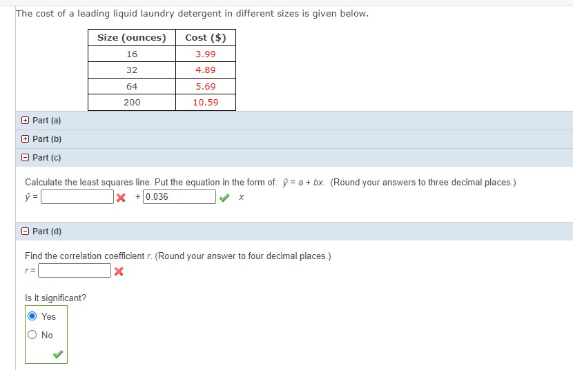 Solved Part (c)Calculate the least squares line. Put the | Chegg.com Solved Part (c)Calculate the least squares line. Put the | Chegg.com