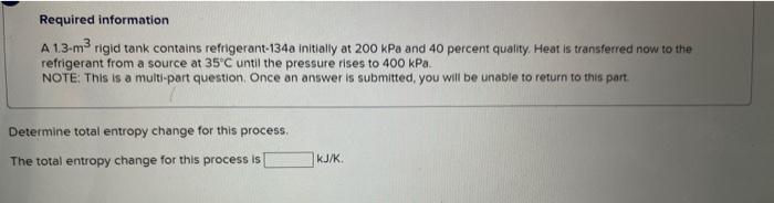 Solved Required information A. 1.3- m3 rigid tank contains | Chegg.com