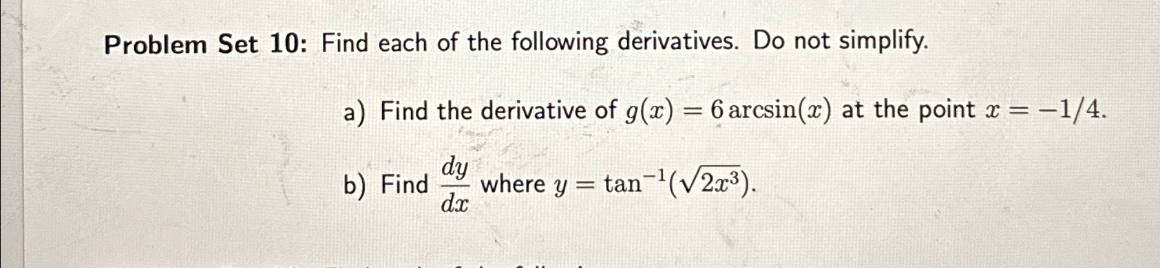Problem Set 10: Find each of the following | Chegg.com