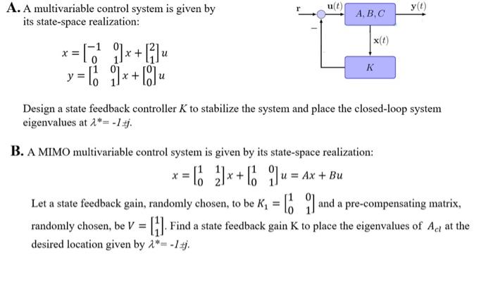 Solved ut y() A.B.C A. A multivariable control system is | Chegg.com