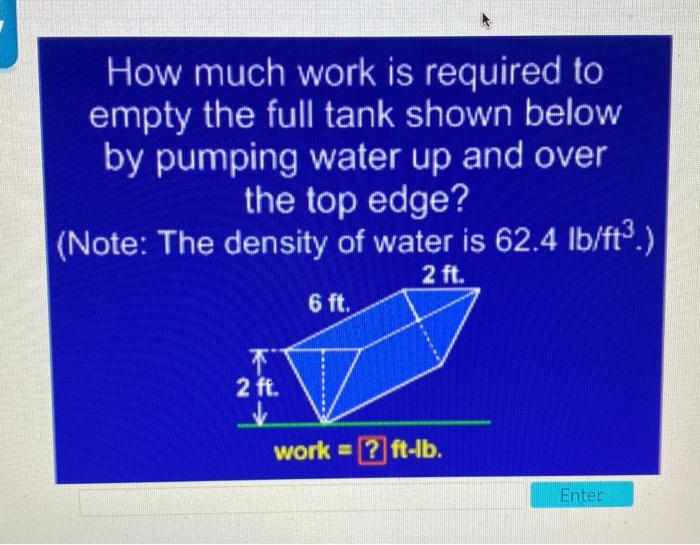 Solved How much work is required to empty the full tank | Chegg.com