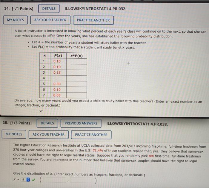 Solved 34. [-/1 Points] DETAILS ILLOWSKYINTROSTAT1 4.PR.032. | Chegg.com