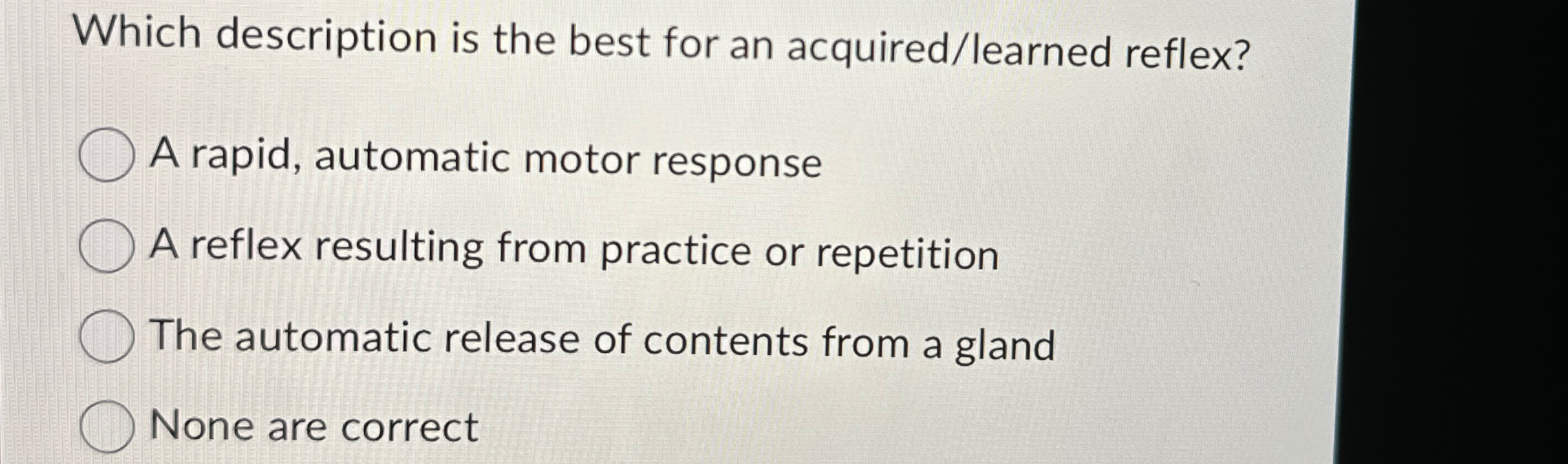 Solved Which description is the best for an acquired/learned | Chegg.com