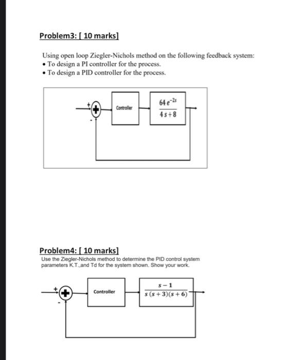 Solved Problem3: [ 10 marks] Using open loop Ziegler-Nichols | Chegg.com