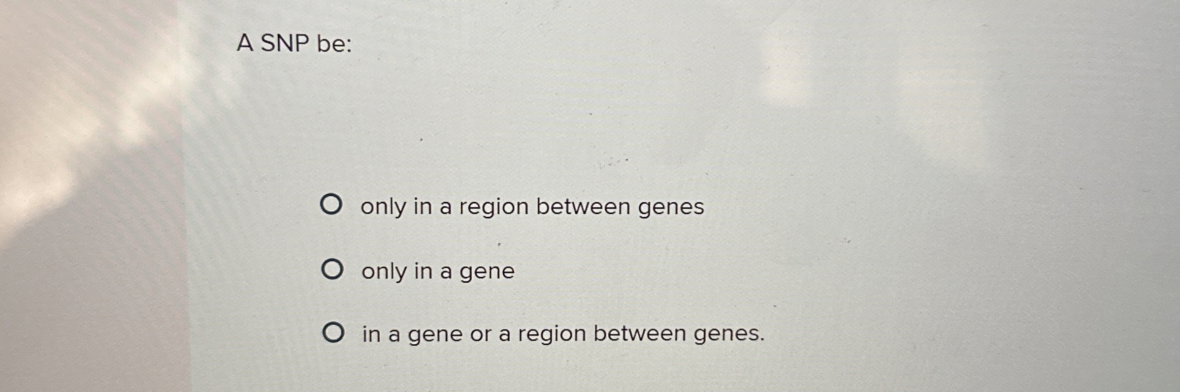 Solved A SNP be:only in a region between genesonly in a | Chegg.com