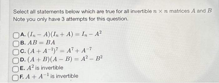 Solved Select all statements below which are true for all | Chegg.com