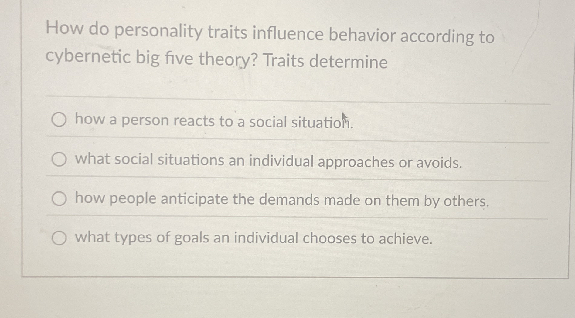 Solved How do personality traits influence behavior | Chegg.com