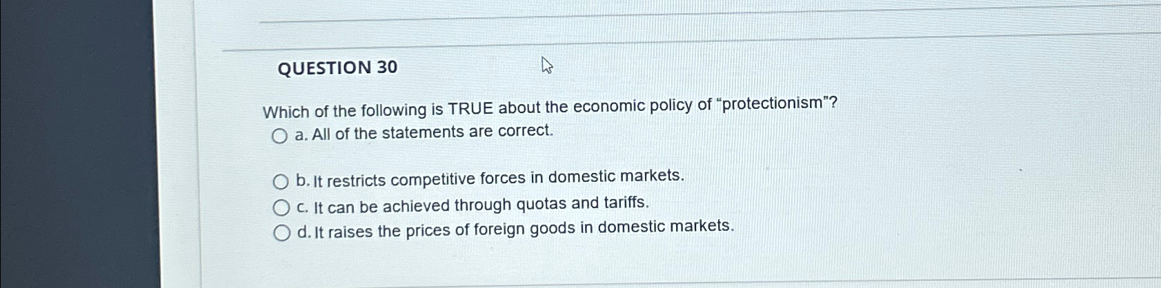 Solved QUESTION 30Which of the following is TRUE about the | Chegg.com